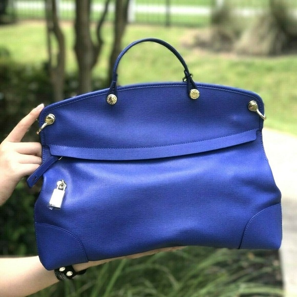 Furla | Bags | Furla Piper Lg Leather Top Handle Bag Indigo Blue | Poshmark